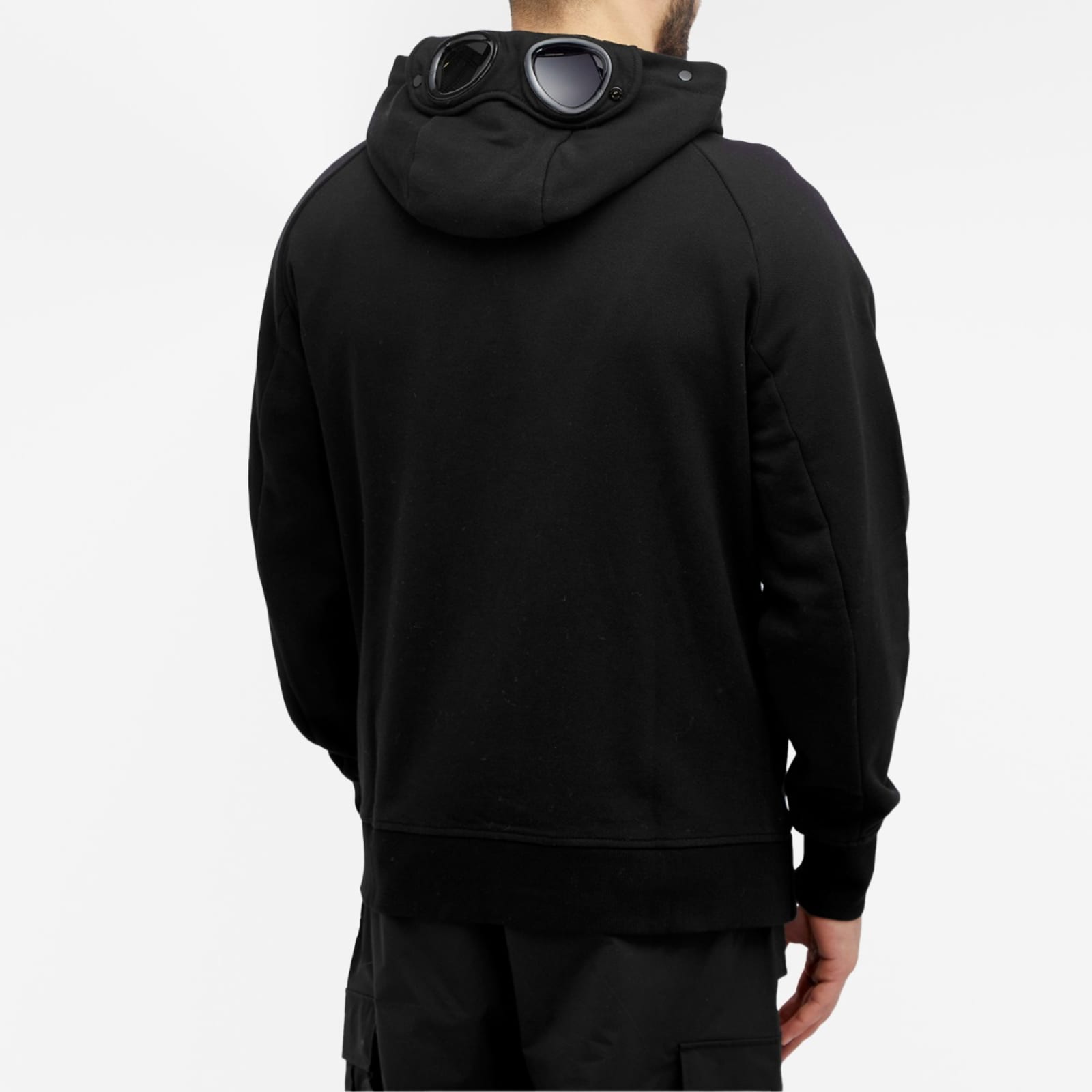 C.P. Company Diagonal Raised Fleece Goggle Zipped Hoodie Black | END. (GB)