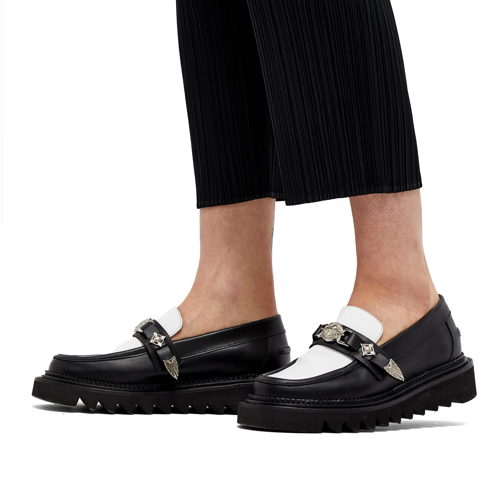 Toga Pulla Leather Two Tone Loafer Black & White Hard Leather | END. (SG)
