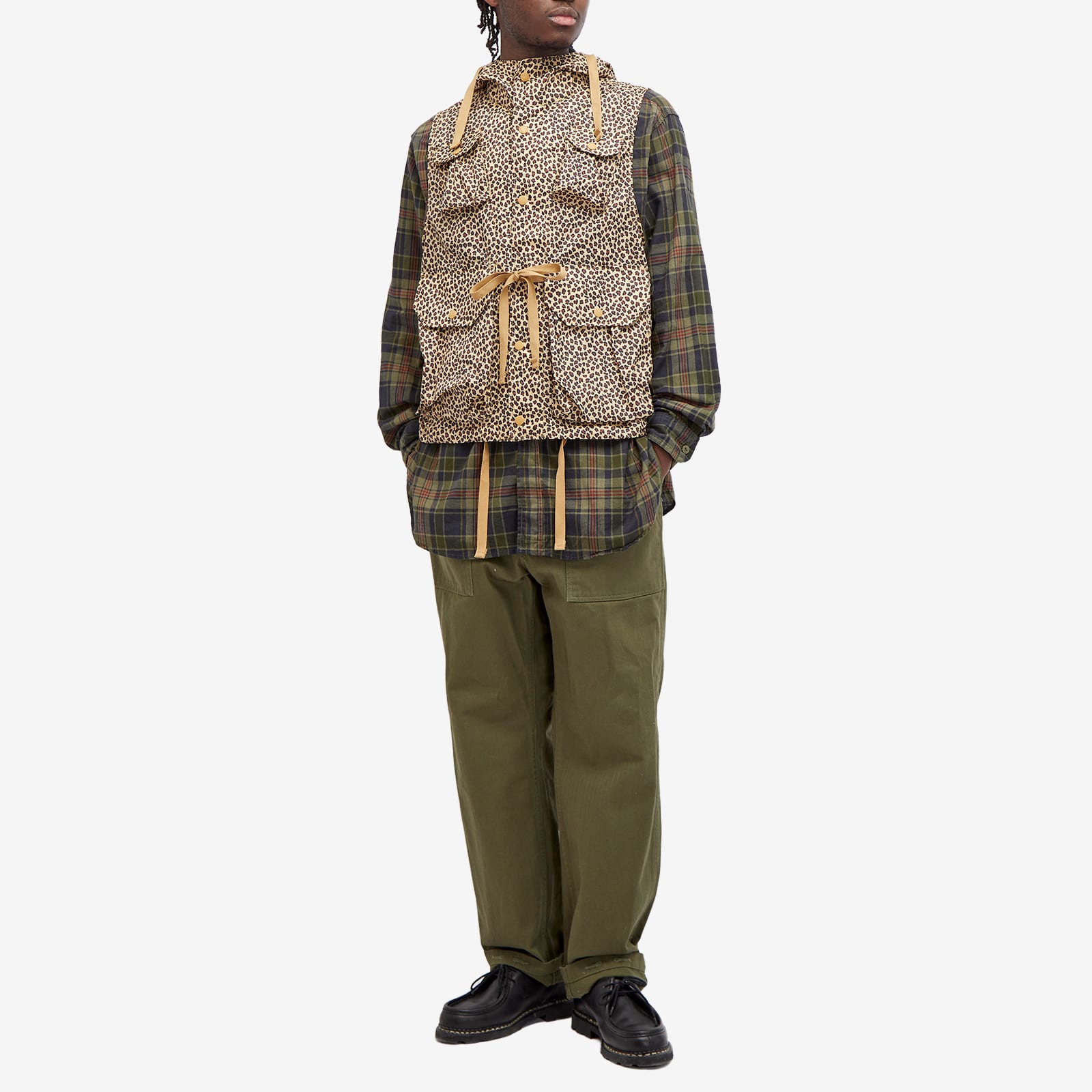Engineered Garments Field Vest Khaki Nylon Leopard Print | END. (US)