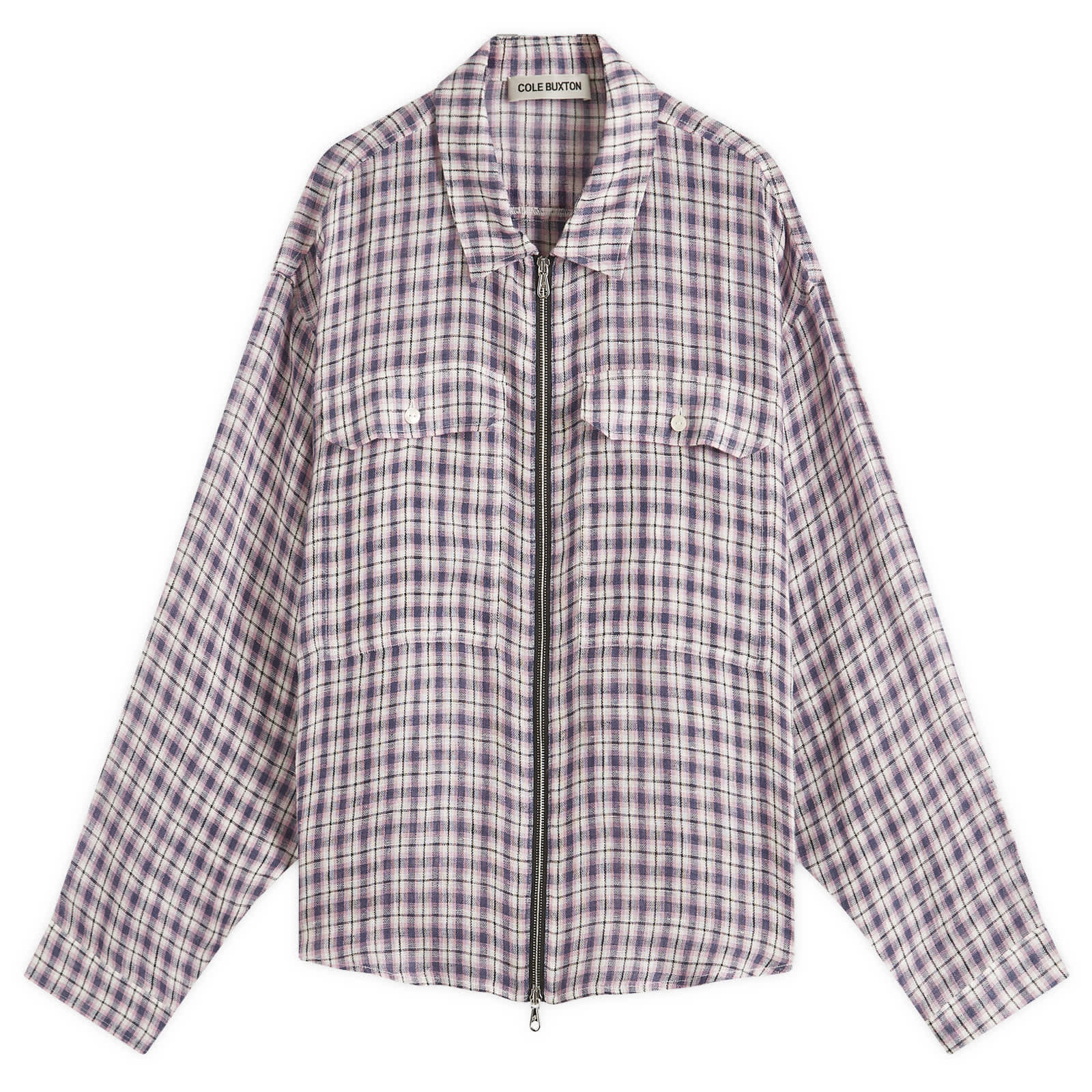 Cole Buxton Linen Flannel Shirt Pink Blue & Natural | END. (GB)