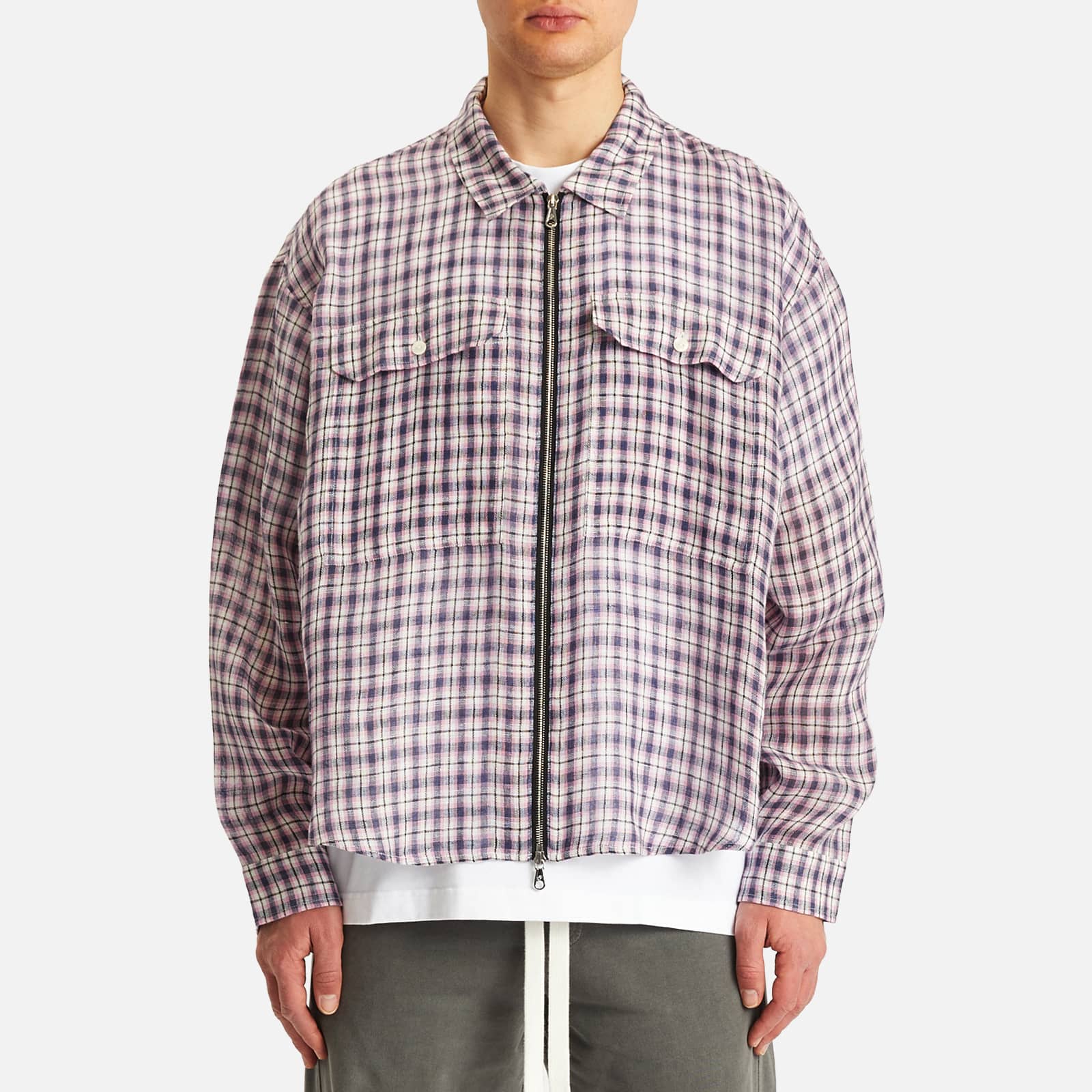 Cole Buxton Linen Flannel Shirt Pink Blue & Natural | END. (GB)