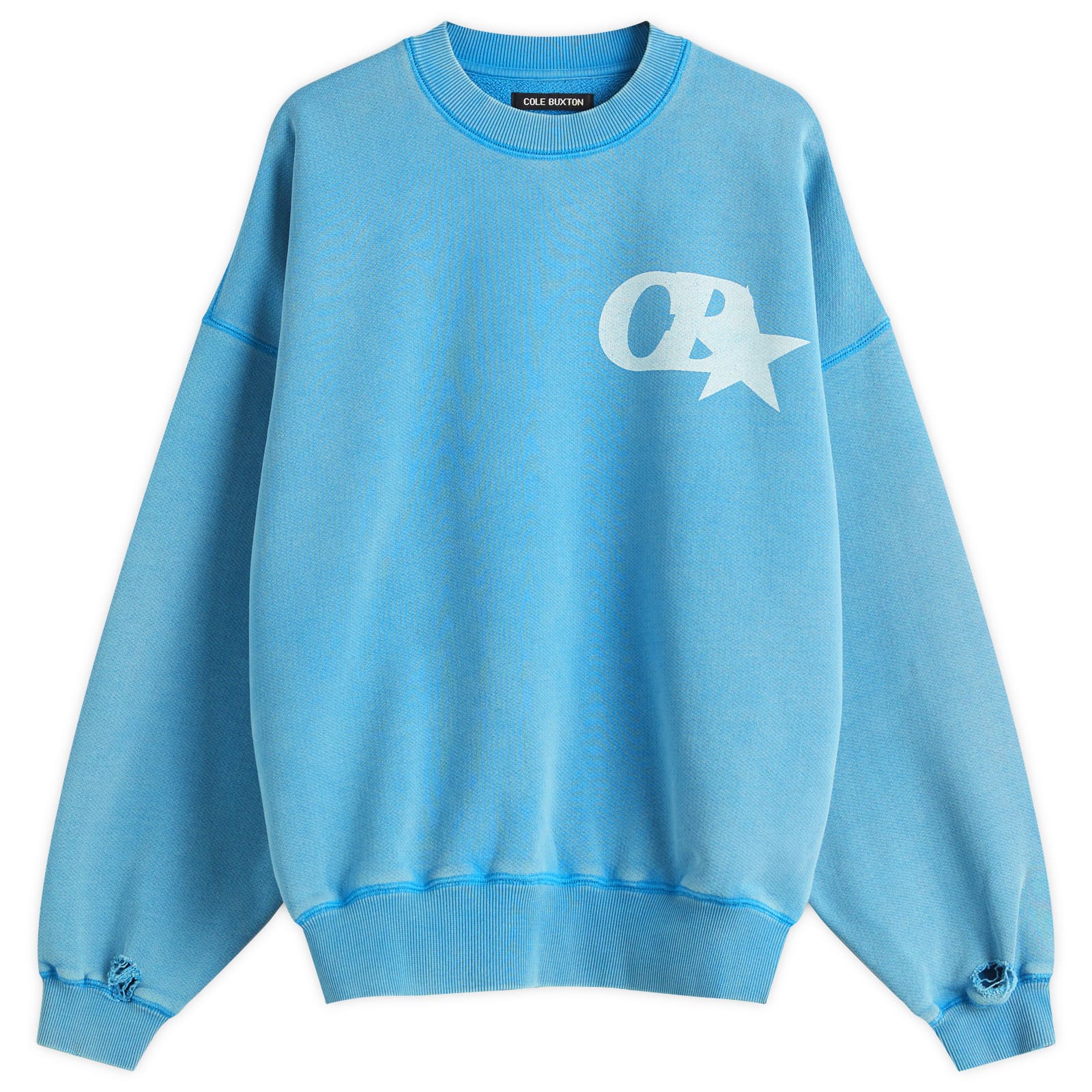 Cole Buxton CB Star Distressed Sweatshirt Washed Blue | END. (GB)