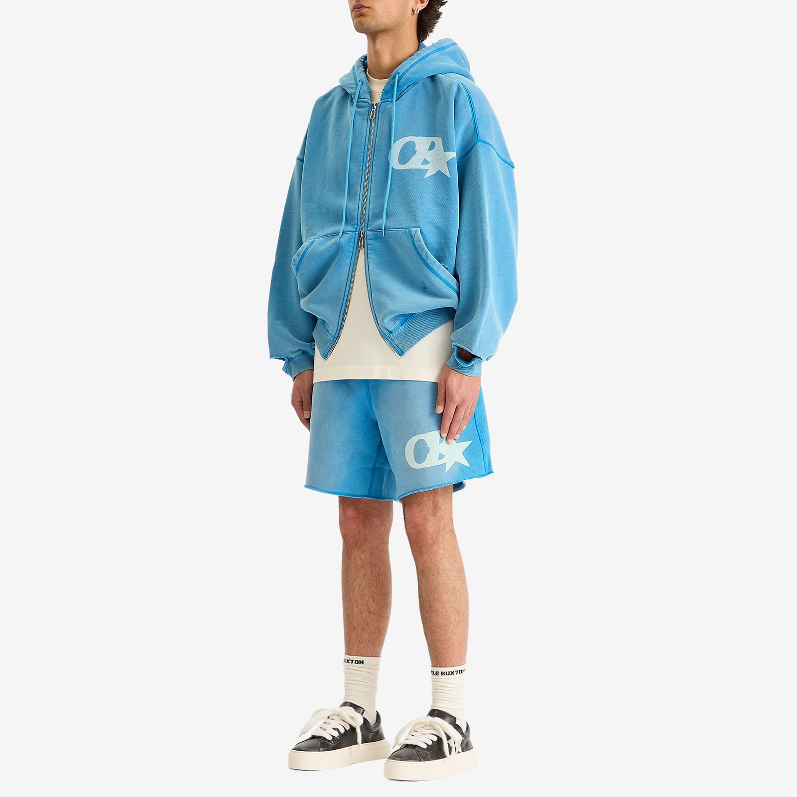 Cole Buxton CB Star Distressed Pocket Zipped Hoodie Washed Blue | END. (GB)