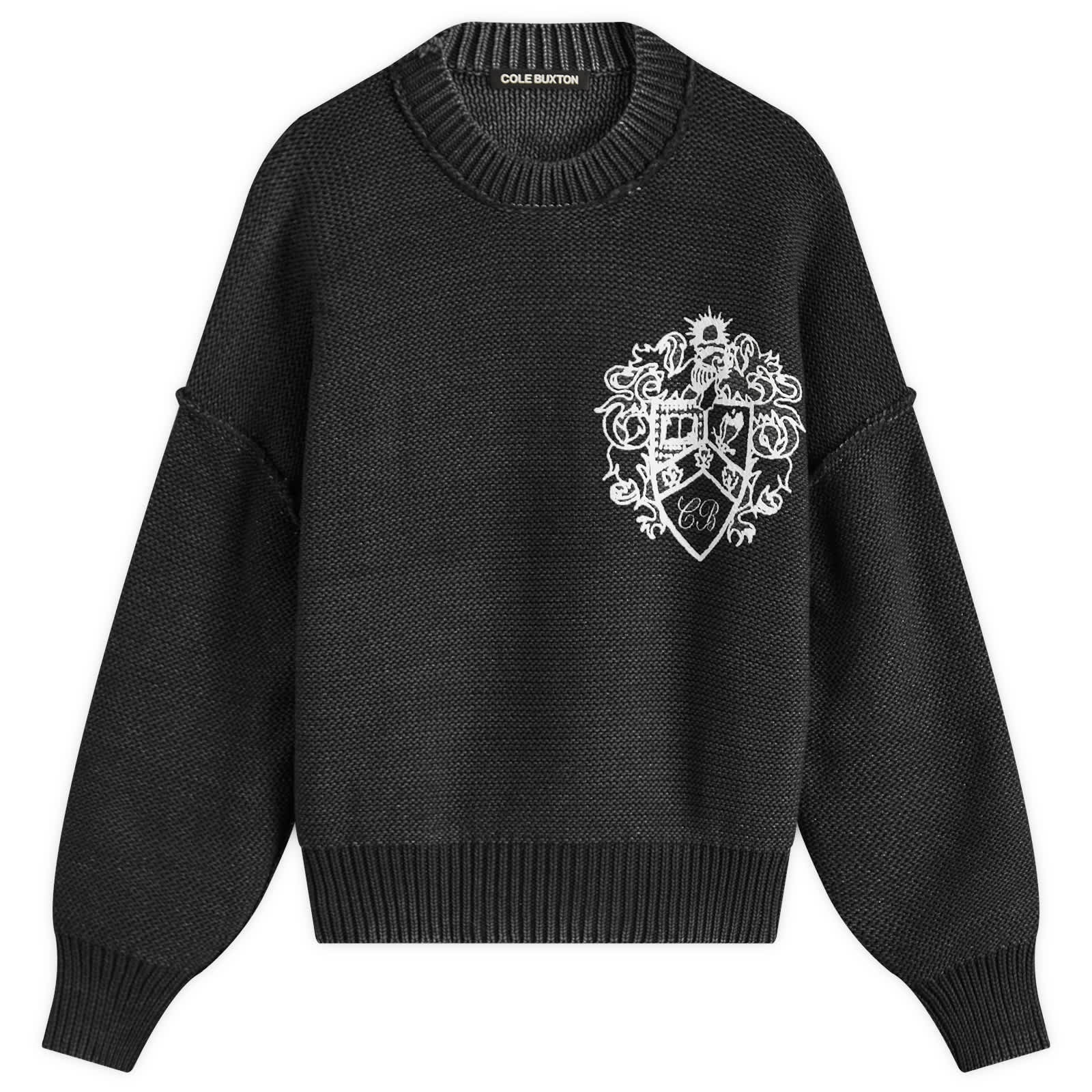 Cole Buxton Collegiate Crest Knit Sweater Washed Black | END. (GB)
