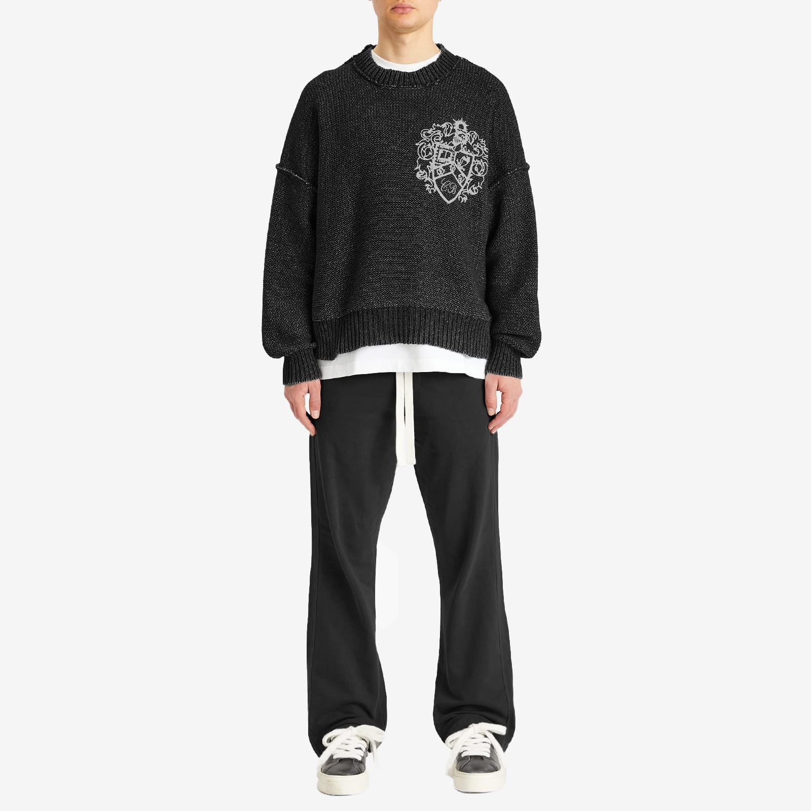 Cole Buxton Collegiate Crest Knit Sweater Washed Black | END. (GB)