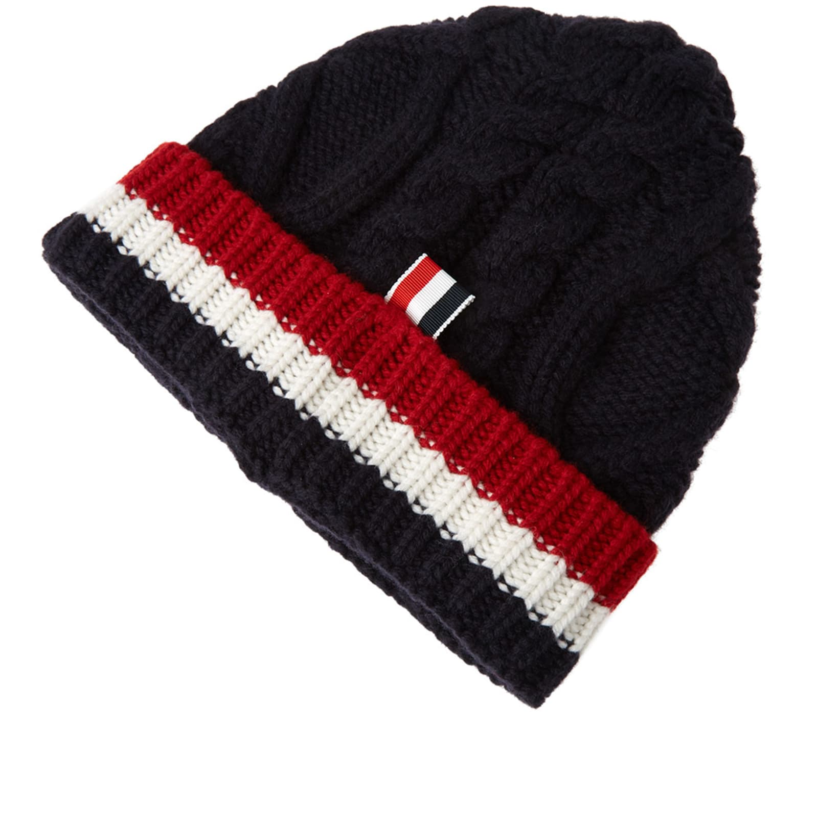 Thom Browne Merino Aran Cable Hat Navy | END.