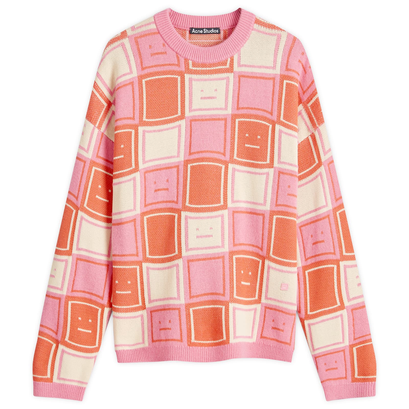 Acne Studios Klock 3 Tones Face Jumper Rusty Orange & Tango Pink | END ...