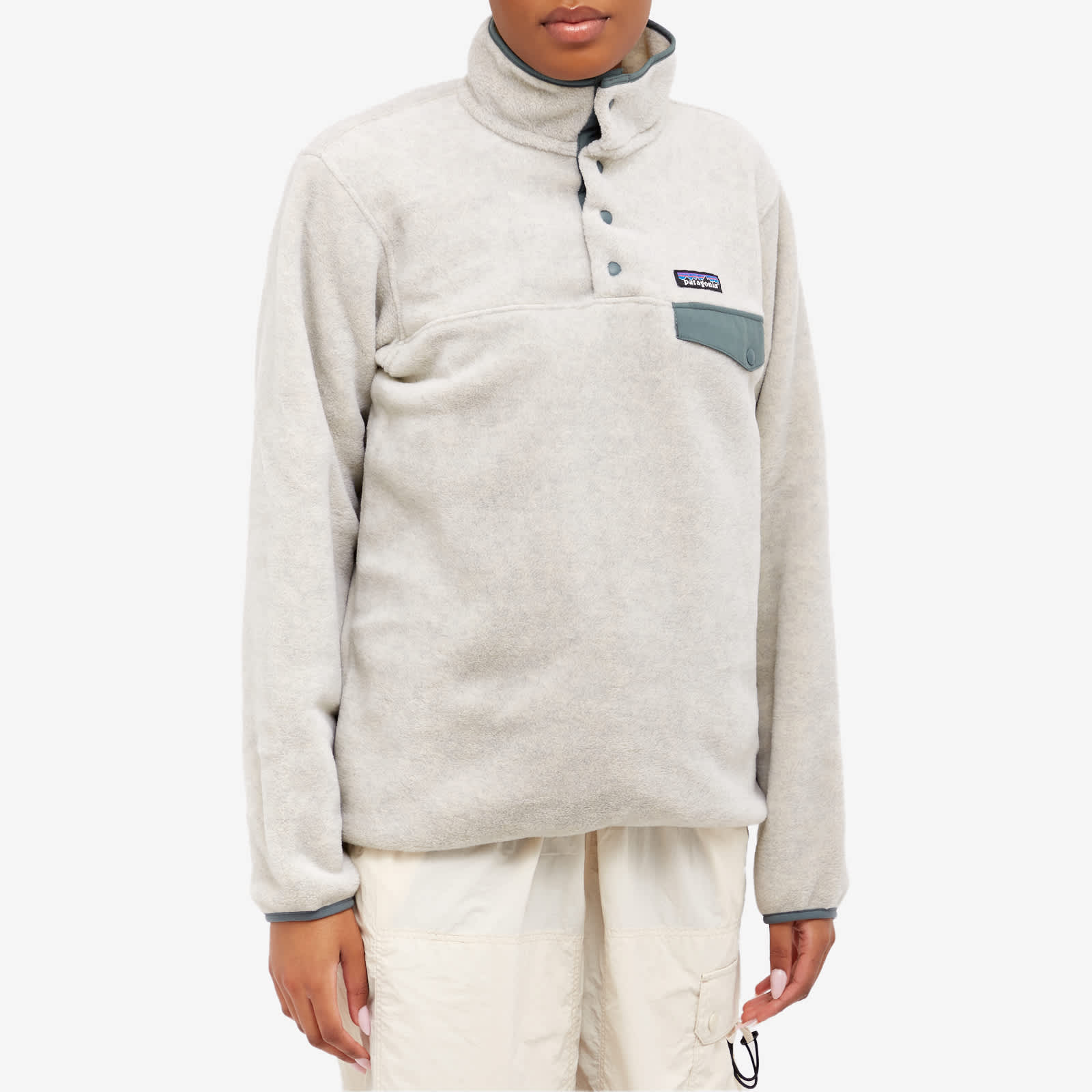 Patagonia LW Synch Snap-T Pullover Oatmeal Heather & Nouveau Green ...