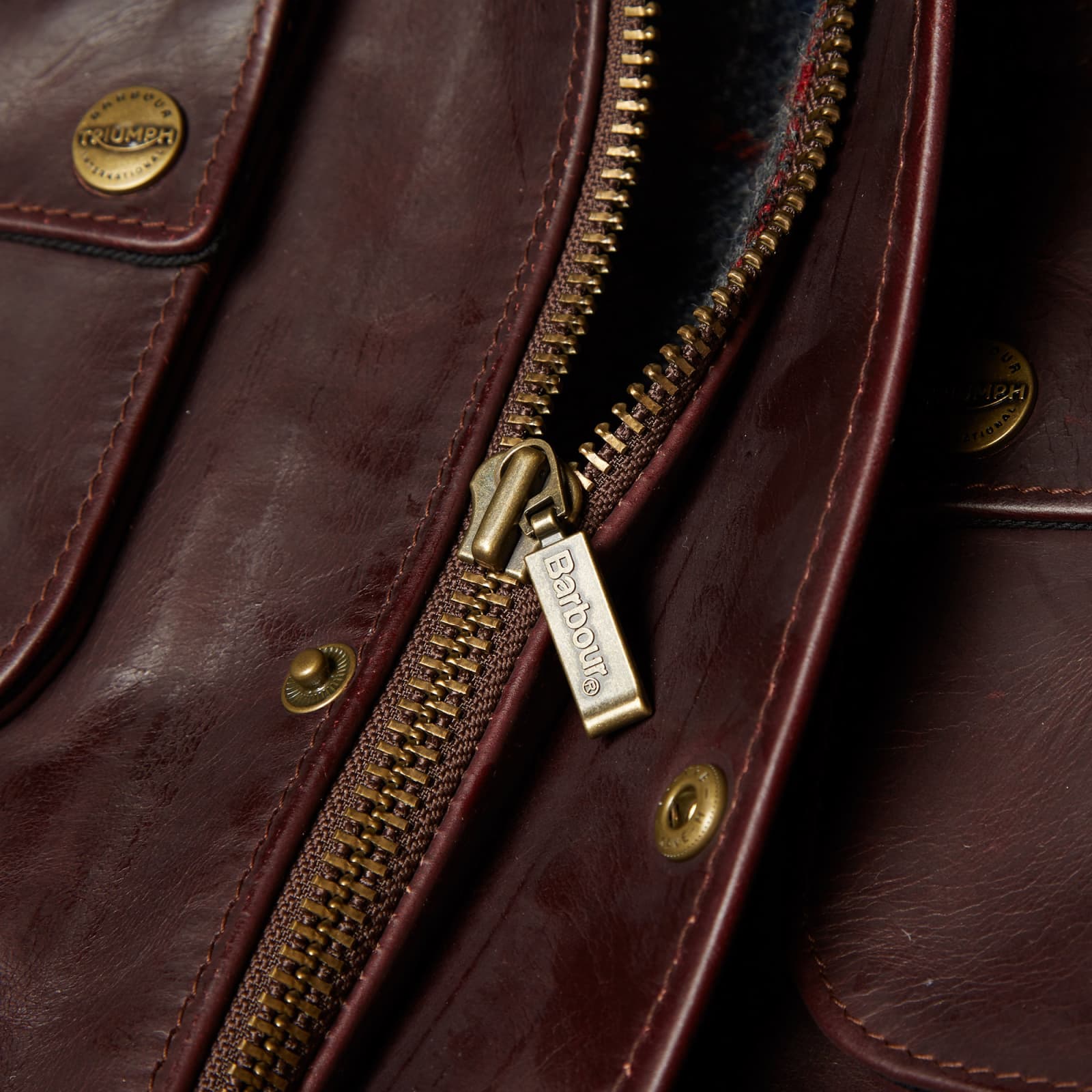 Barbour International x Triumph Perfo Leather Jacket Cordovan | END. (GB)