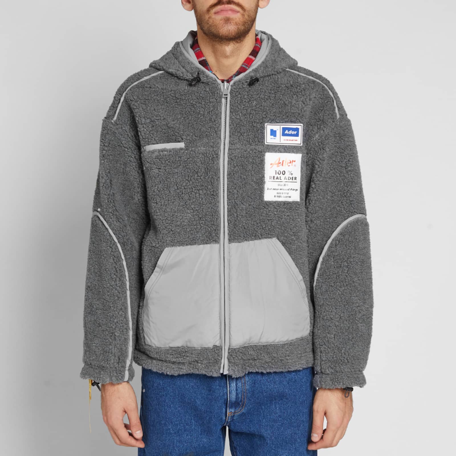 ADER error Sherpa Zip Hoody Grey | END.
