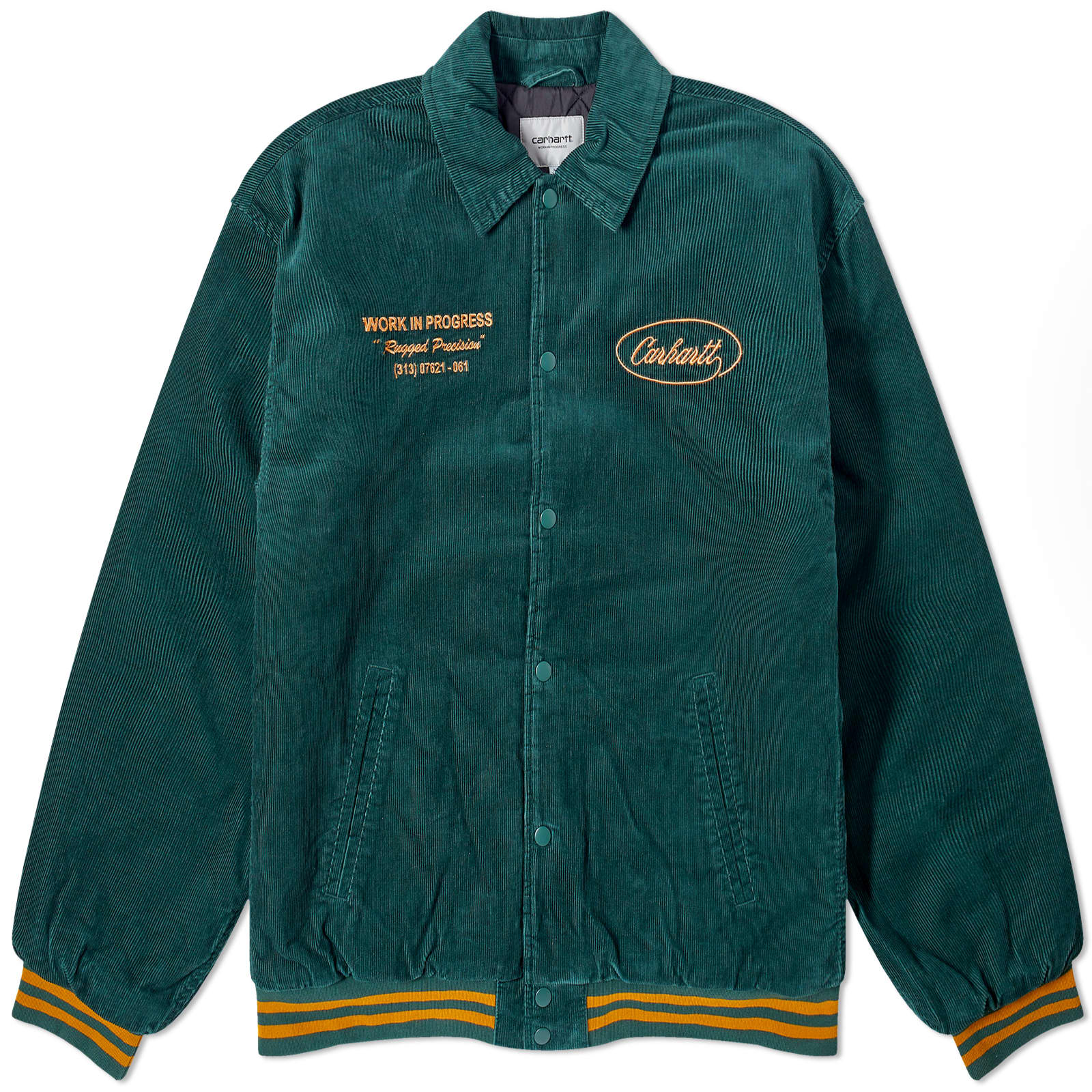 Carhartt WIP Rugged Letterman Jacket Discovery Green & Buckthorn | END ...