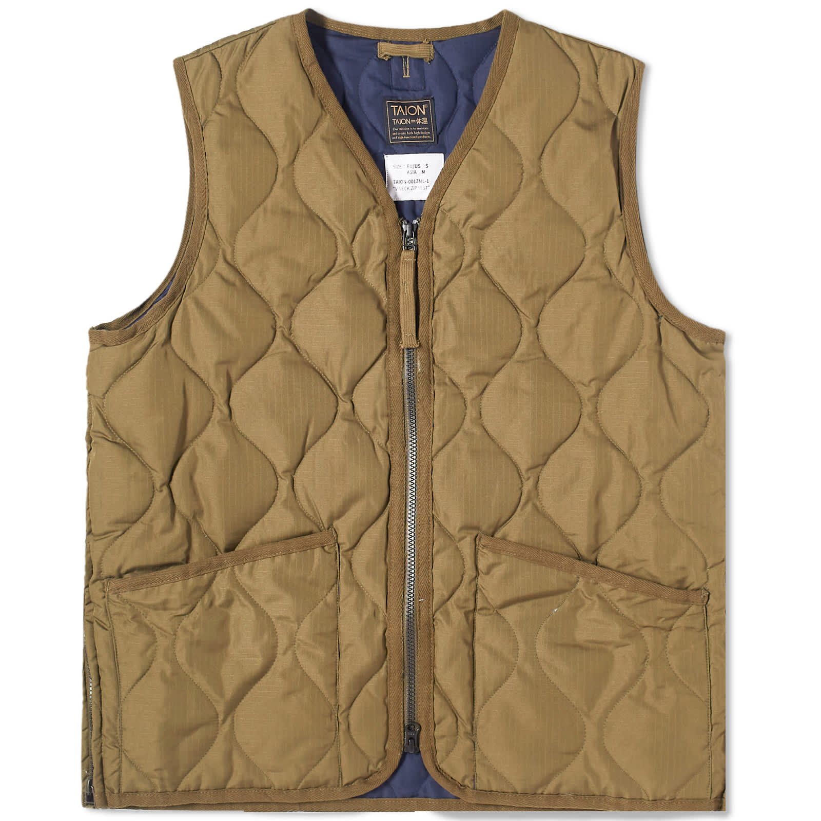 Taion Military Zip Down Vest Dark Olive | END.