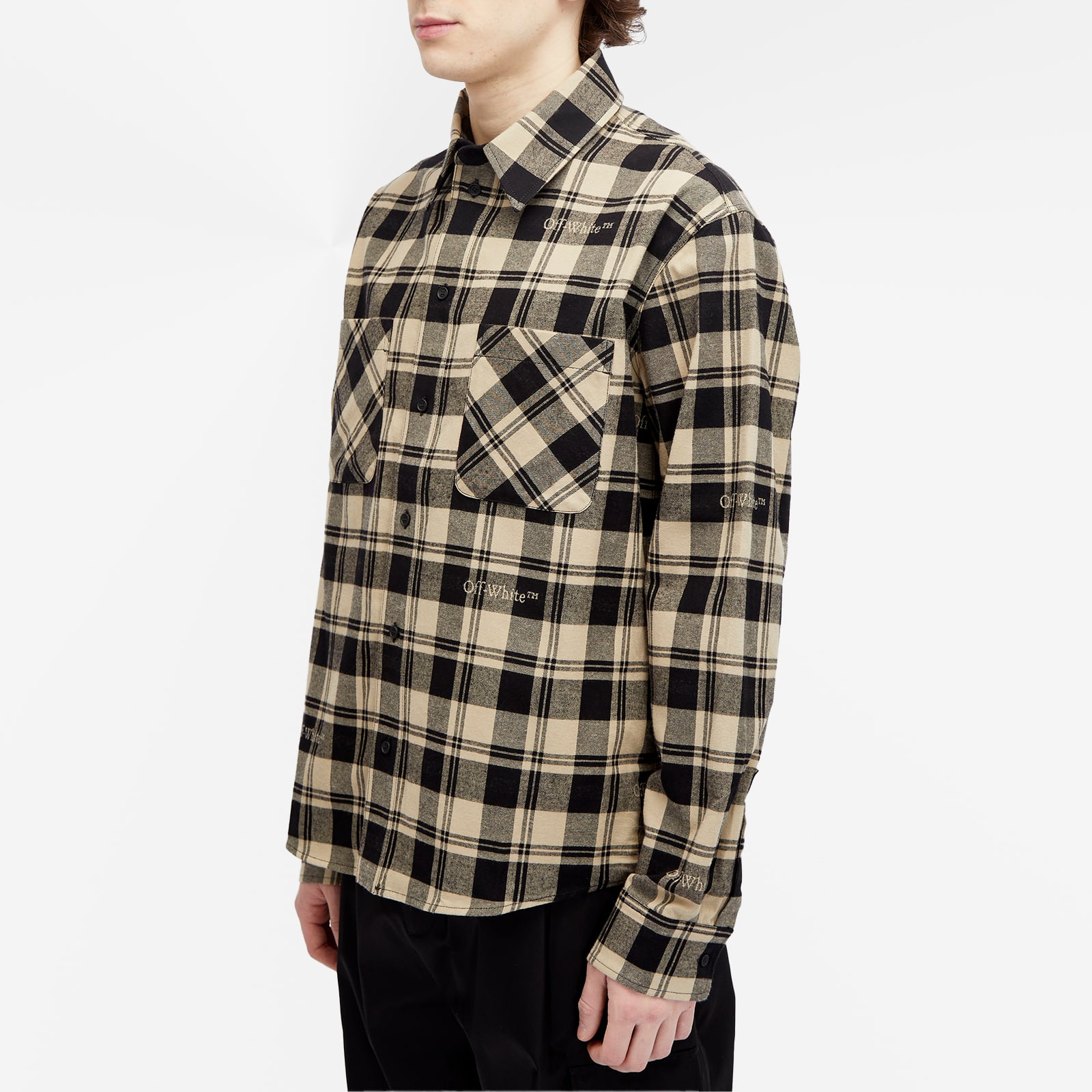 Off-White Logo Check Flannel Shirt Black | END. (US)