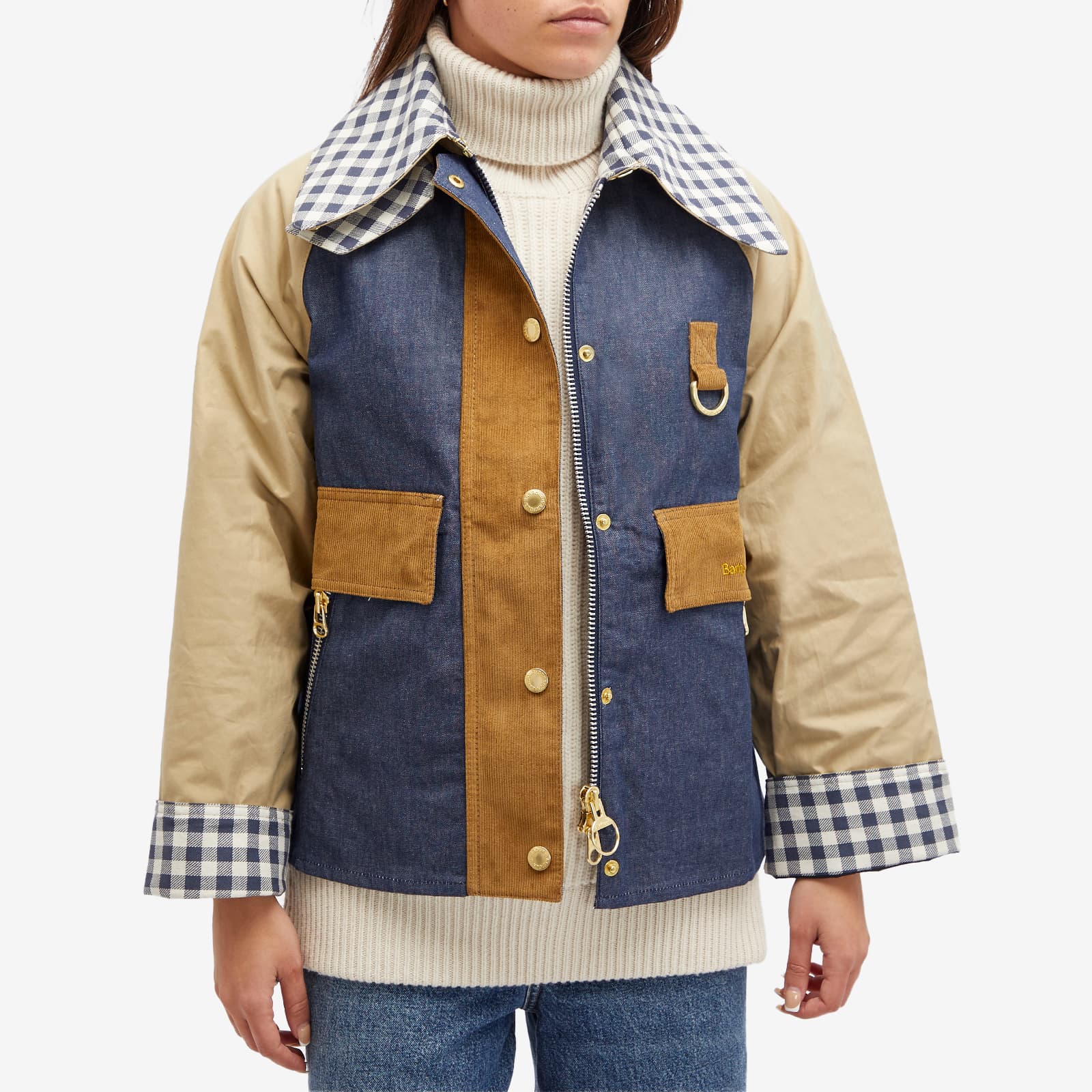Barbour Catton Patch Showerproof Jacket Beige & Indigo | END. (GB)