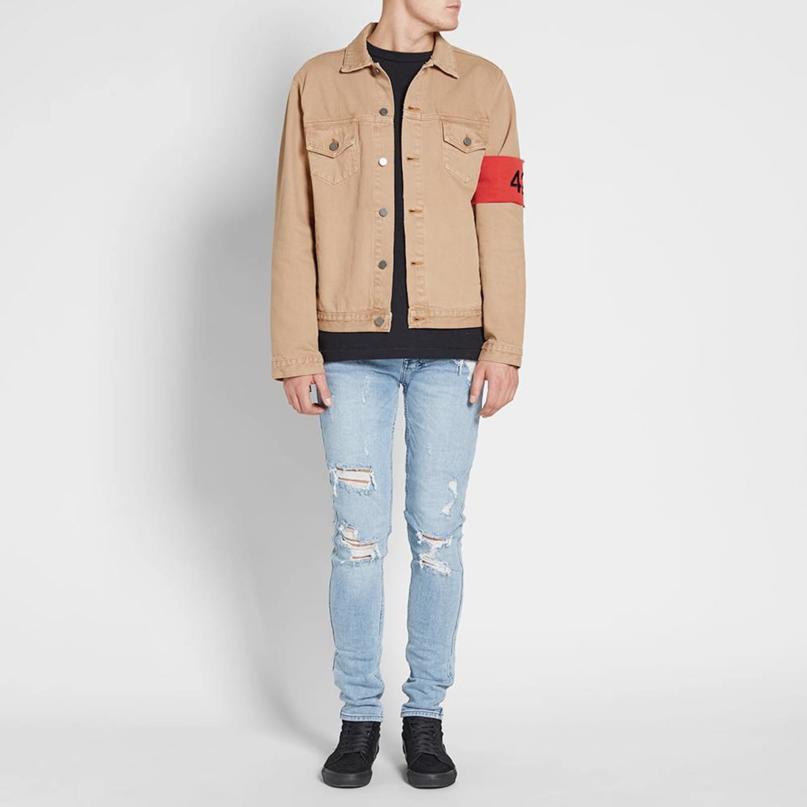 424 Armband Denim Trucker Jacket Camel & Red | END. (US)