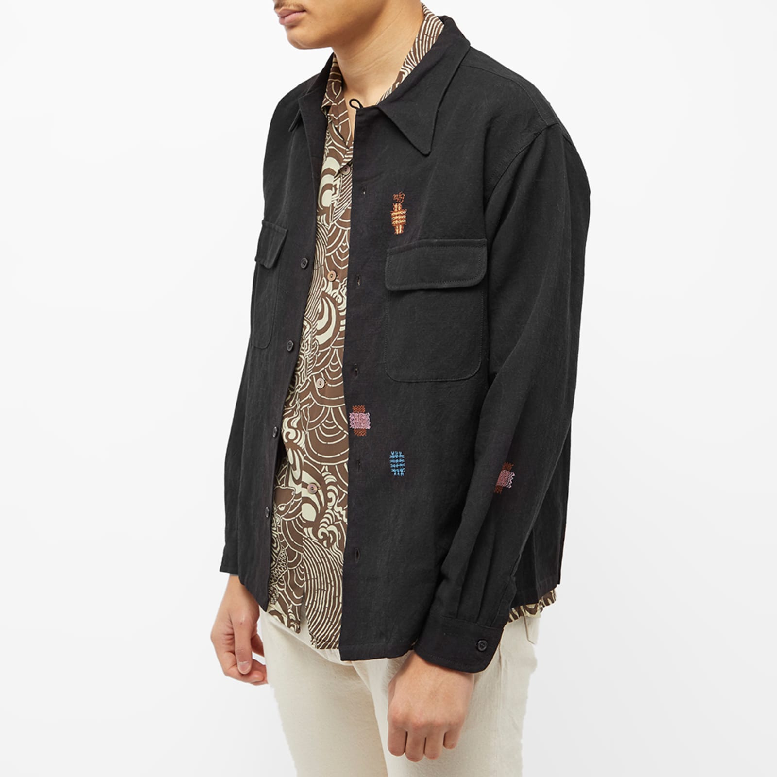 Story mfg. Snack Monogram Overshirt Black | END.