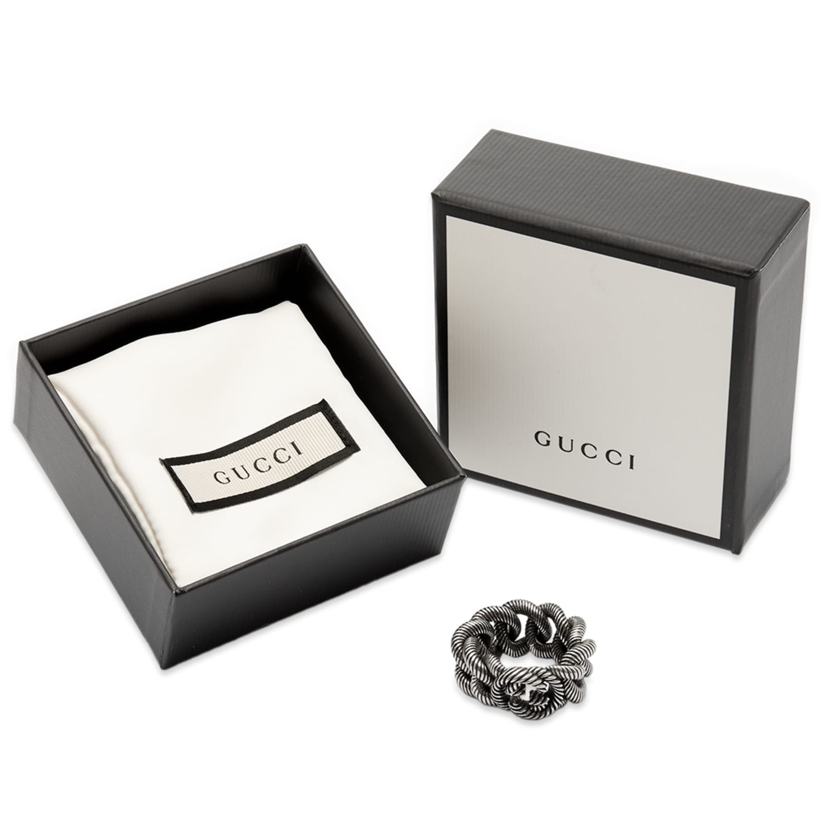 Gucci Interlocking G Ring Aged Sterling Silver | END. (US)