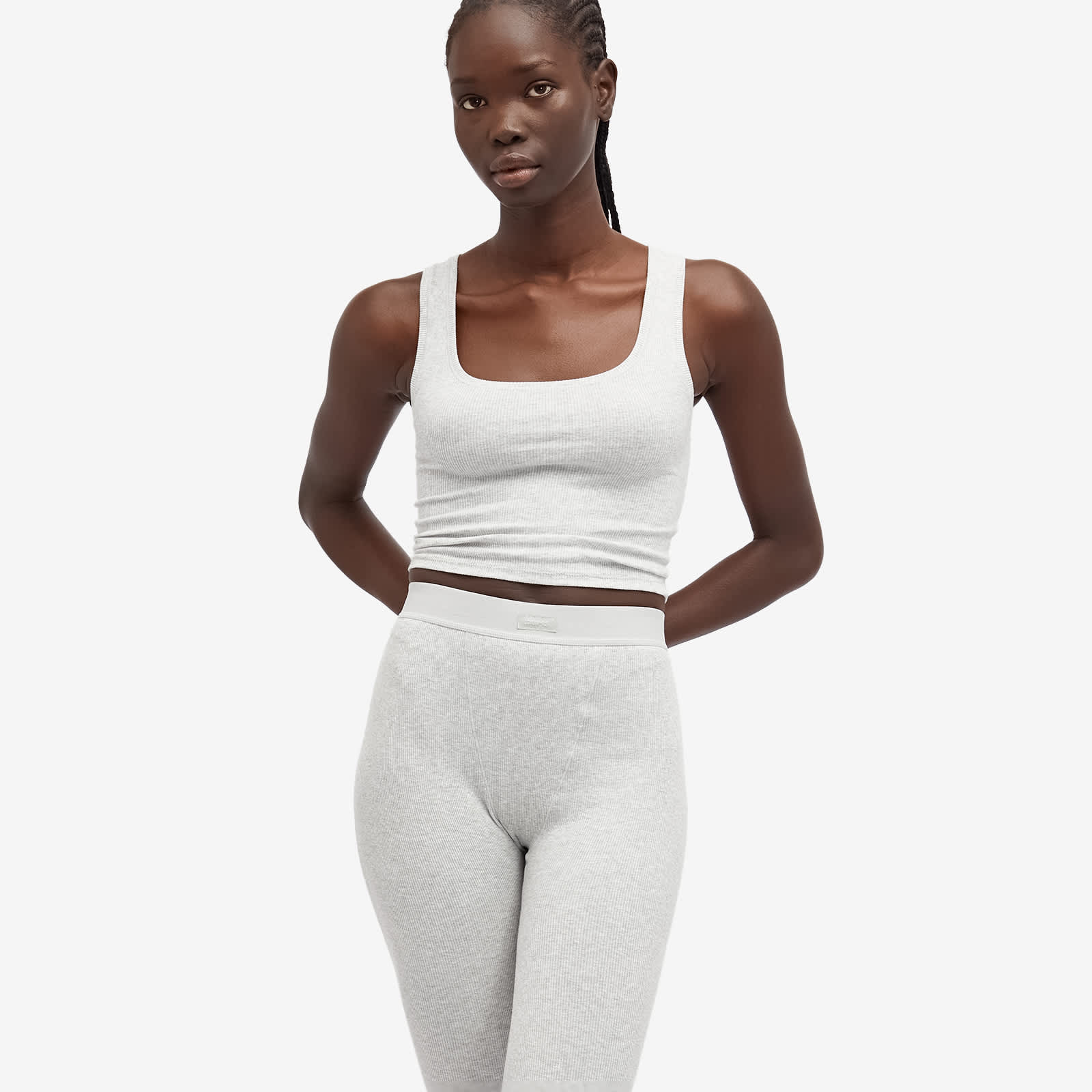 SKIMS Cotton Rib Tank Light Heather Grey | END. (US)