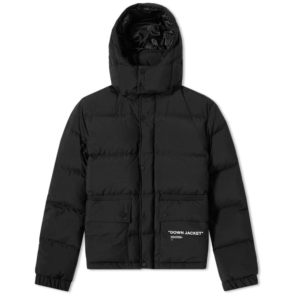 Off-White Quotes Puffer Jacket Black & White | END.