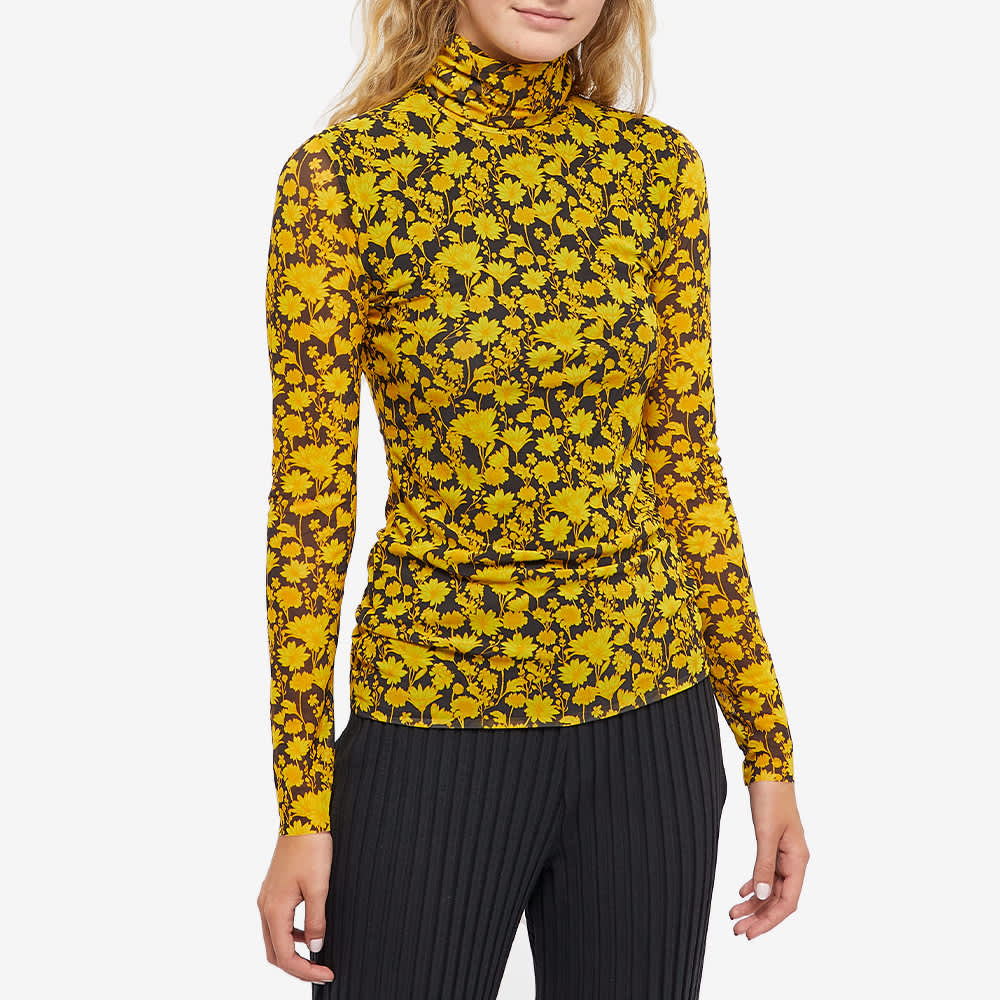 GANNI Floral Print Mesh Top Spectra Yellow | END. (KR)