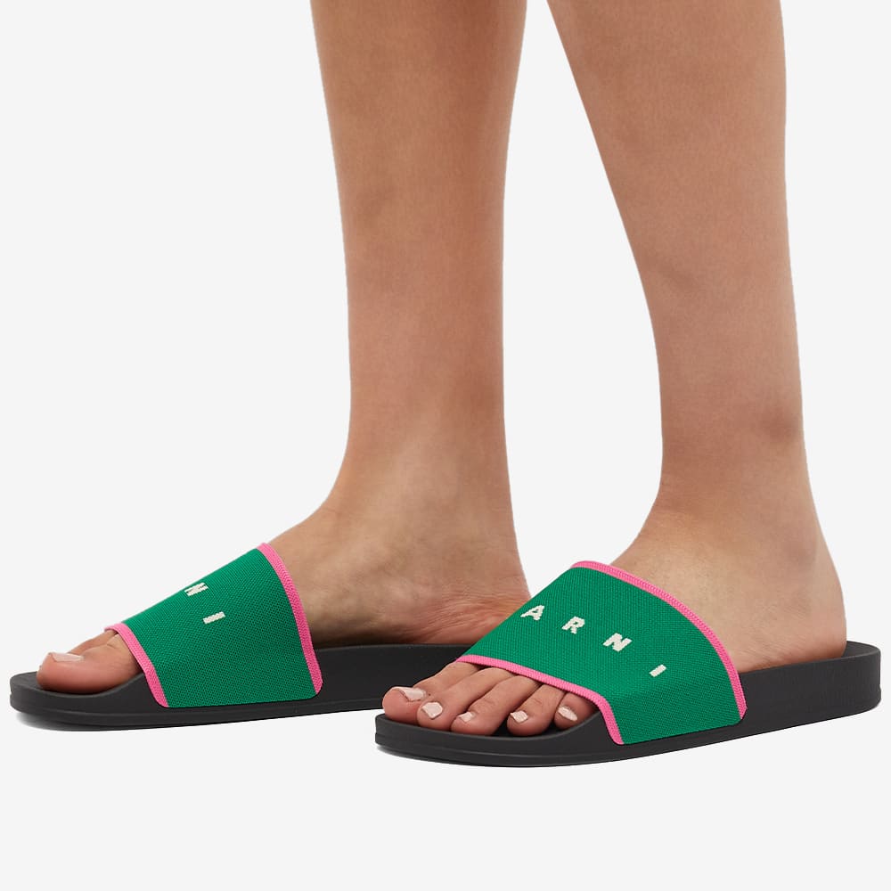 Marni Logo Slide Green, Fuchsia & White | END.