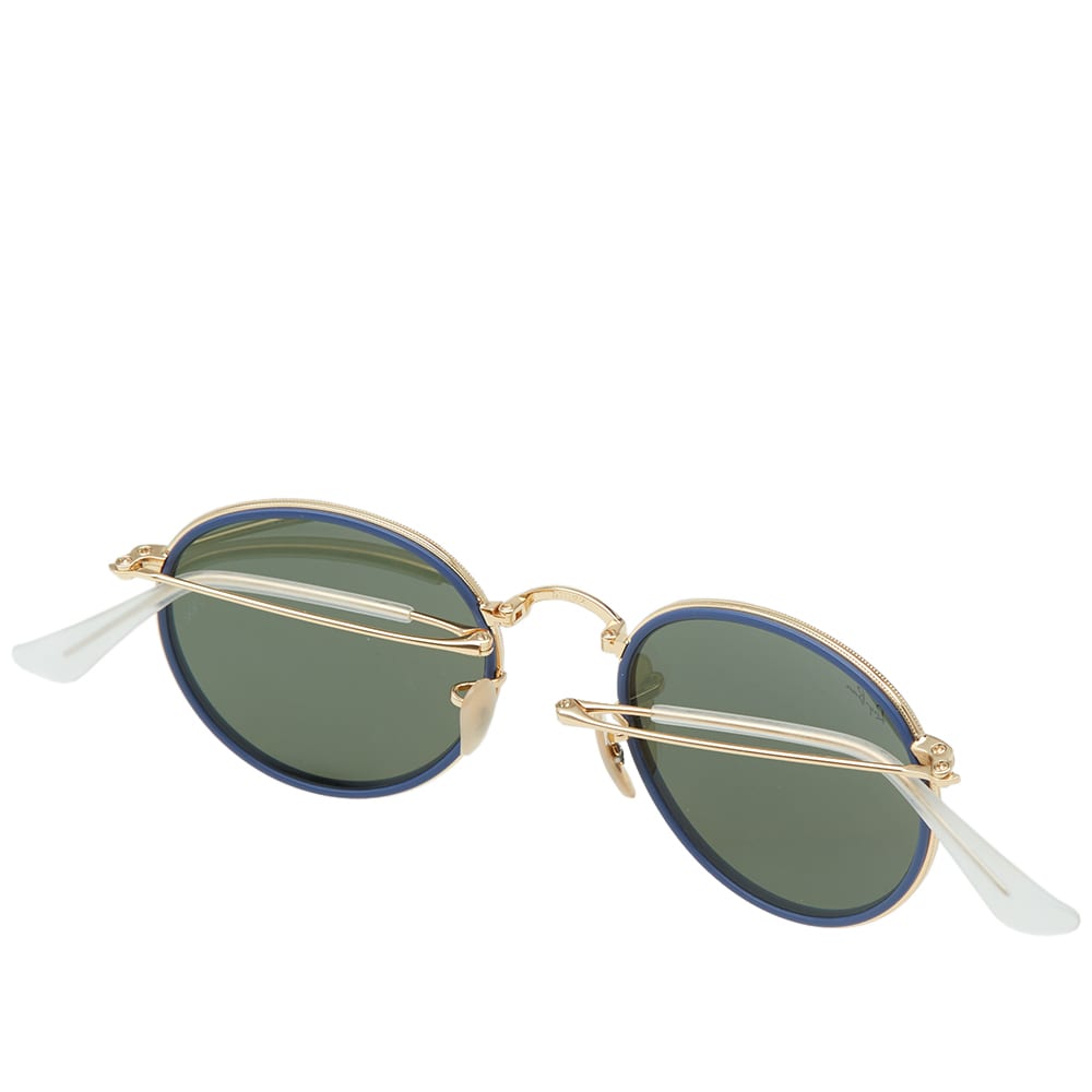 Ray Ban Classic Round Folding Sunglasses Gold And Green Mirror End