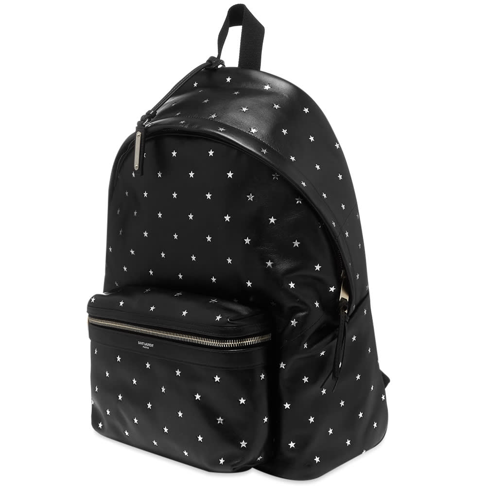 Saint Laurent Silver Star Leather City Backpack Black & Silver | END. (ES)