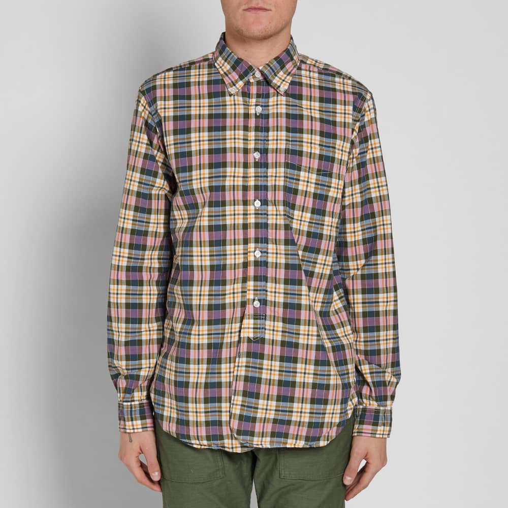 Engineered Garments 19th Century Button Down Shirt Pink & Olive Plaid ...