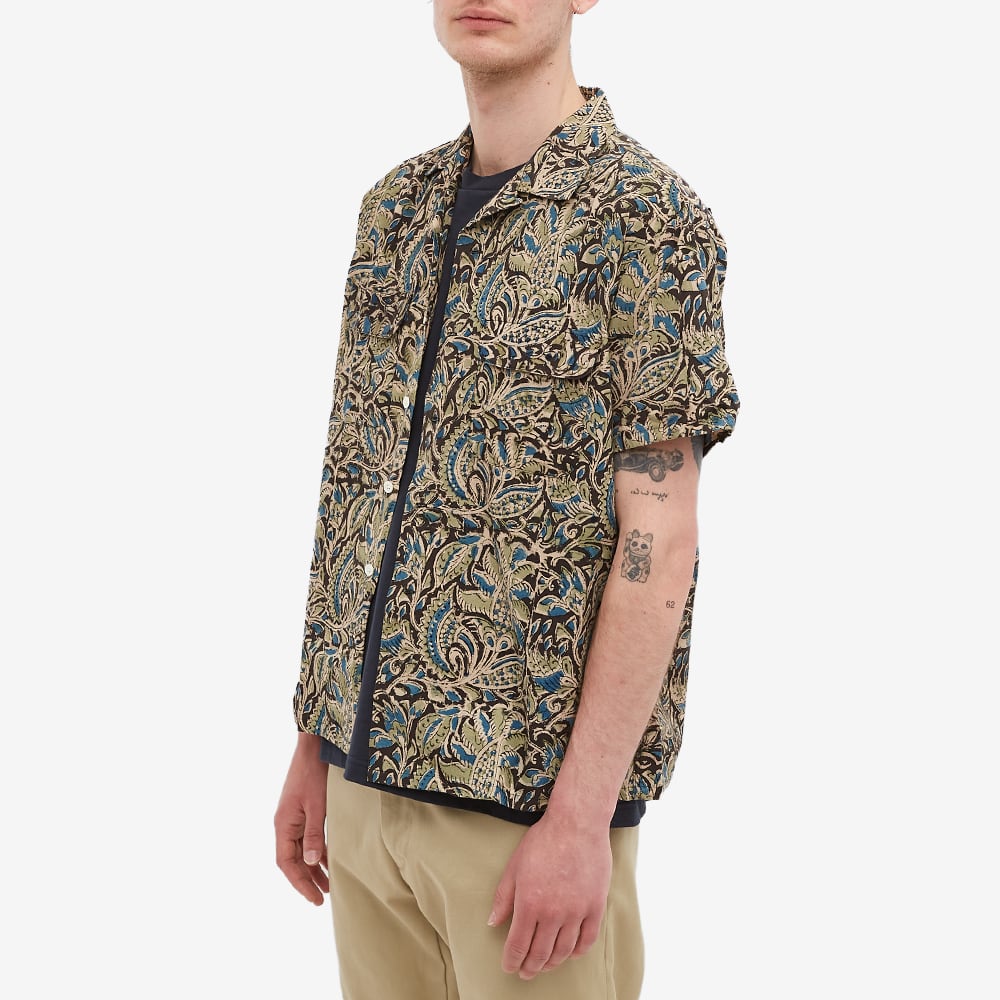 Beams Plus Short Sleeve Open Collar Floral Block Print Shirt Black ...