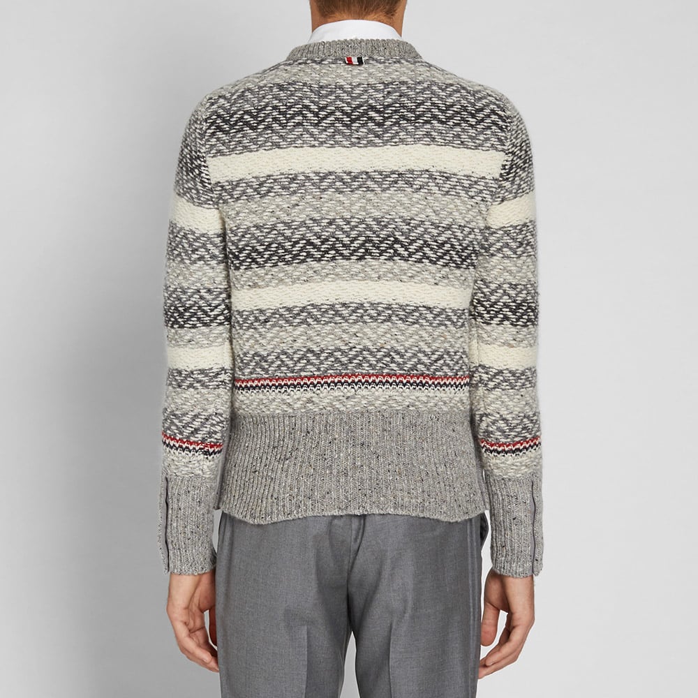 Thom Browne Herringbone Stripe Crew Knit Tonal Grey | END.