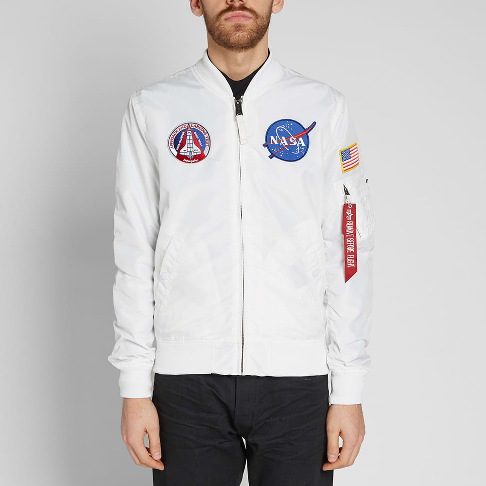 Alpha Industries MA-1 TT NASA Reversible II Jacket White & Stars | END ...