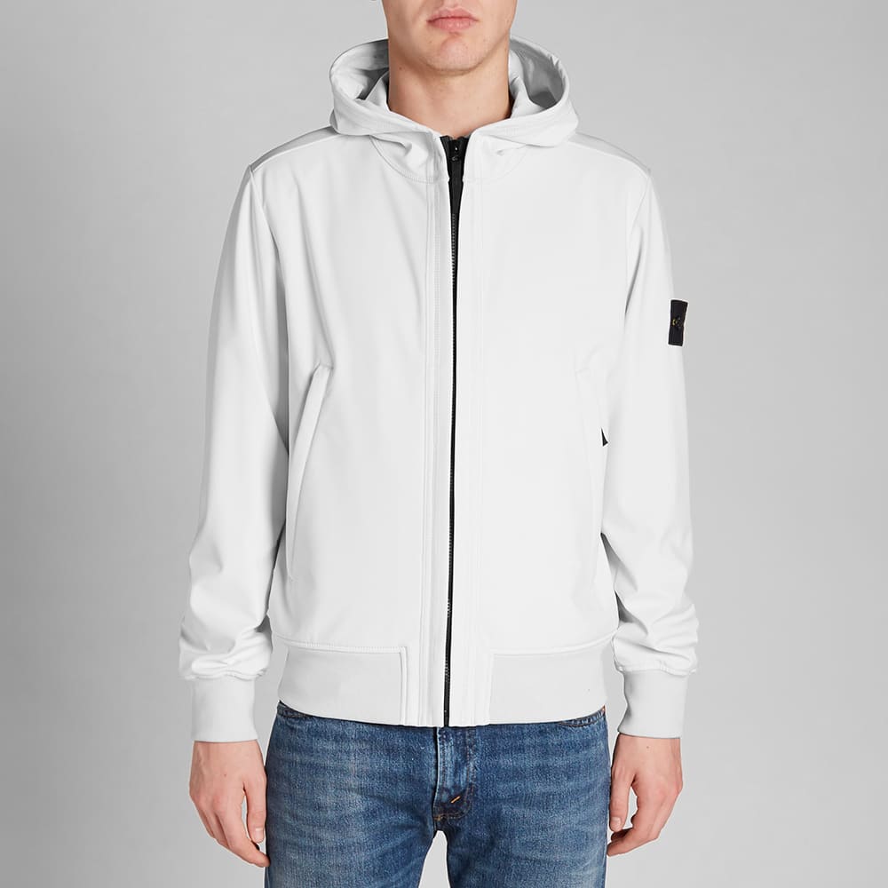 Stone Island Light Soft Shell-R Hooded Jacket White | END. (Global)