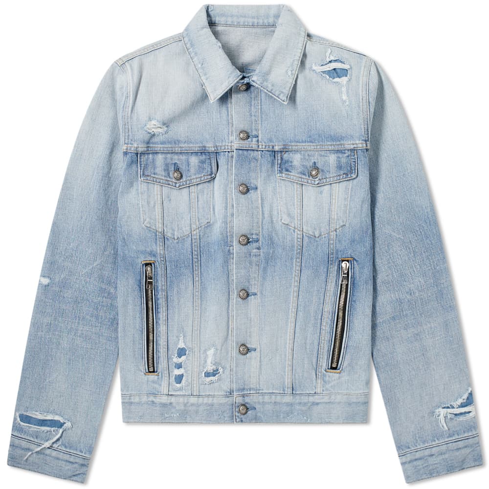 Balmain Back Print Denim Jacket Blue | END. (KR)