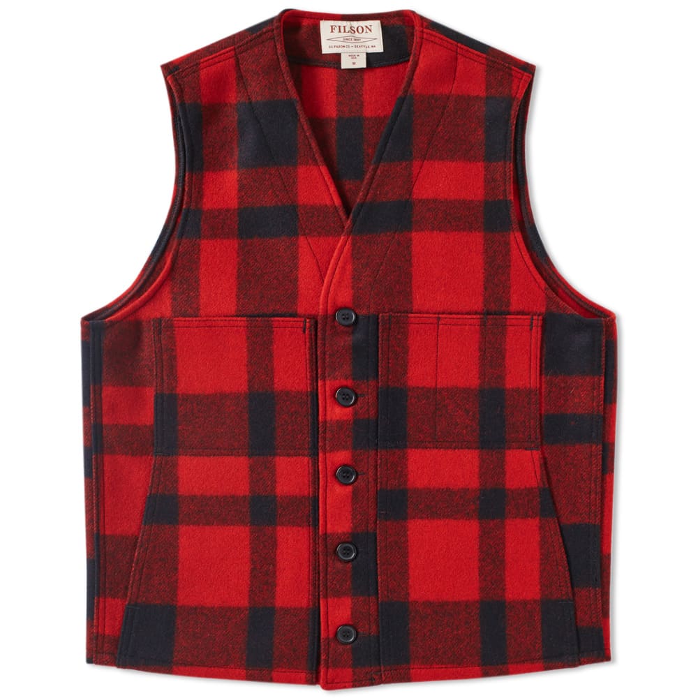 Filson Mackinaw Wool Vest Red And Black Plaid End Uk