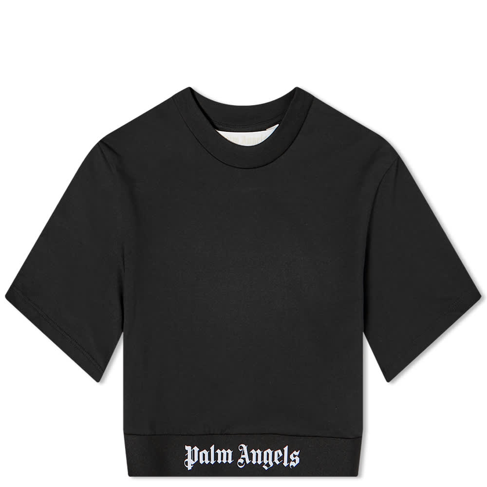 Palm Angels Logo Tape Cropped Tee Black & White | END. (US)
