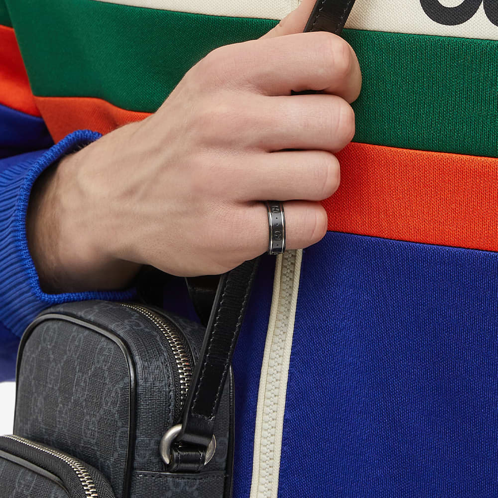 Gucci Icon Band Ring 18K White Gold & Black Corundu | END. (UK)