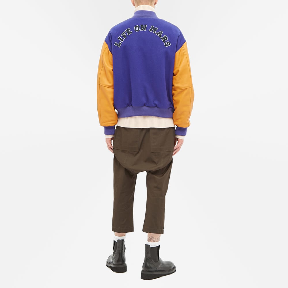 Raf Simons Leather Sleeve Varsity Jacket Electric Blue | END. (US)
