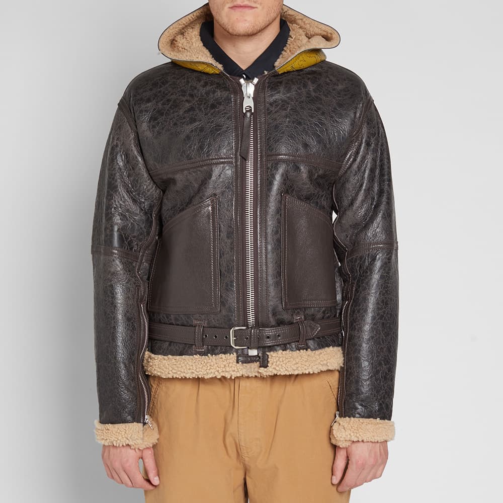 Nigel Cabourn Authentic Hand-Painted Dropzone Sheepskin Jacket Brown ...