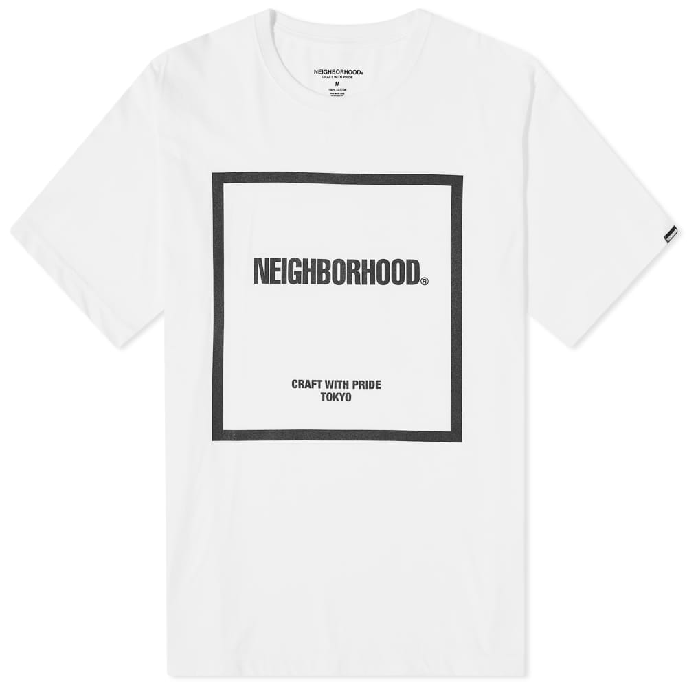 Neighborhood CI 1 Square Box Logo Tee White Black END HK 