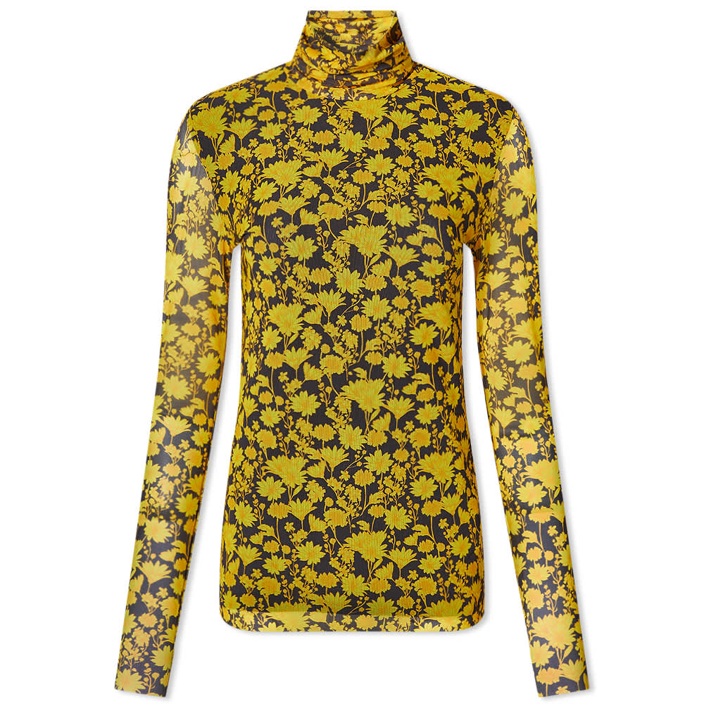 GANNI Floral Print Mesh Top Spectra Yellow | END. (KR)