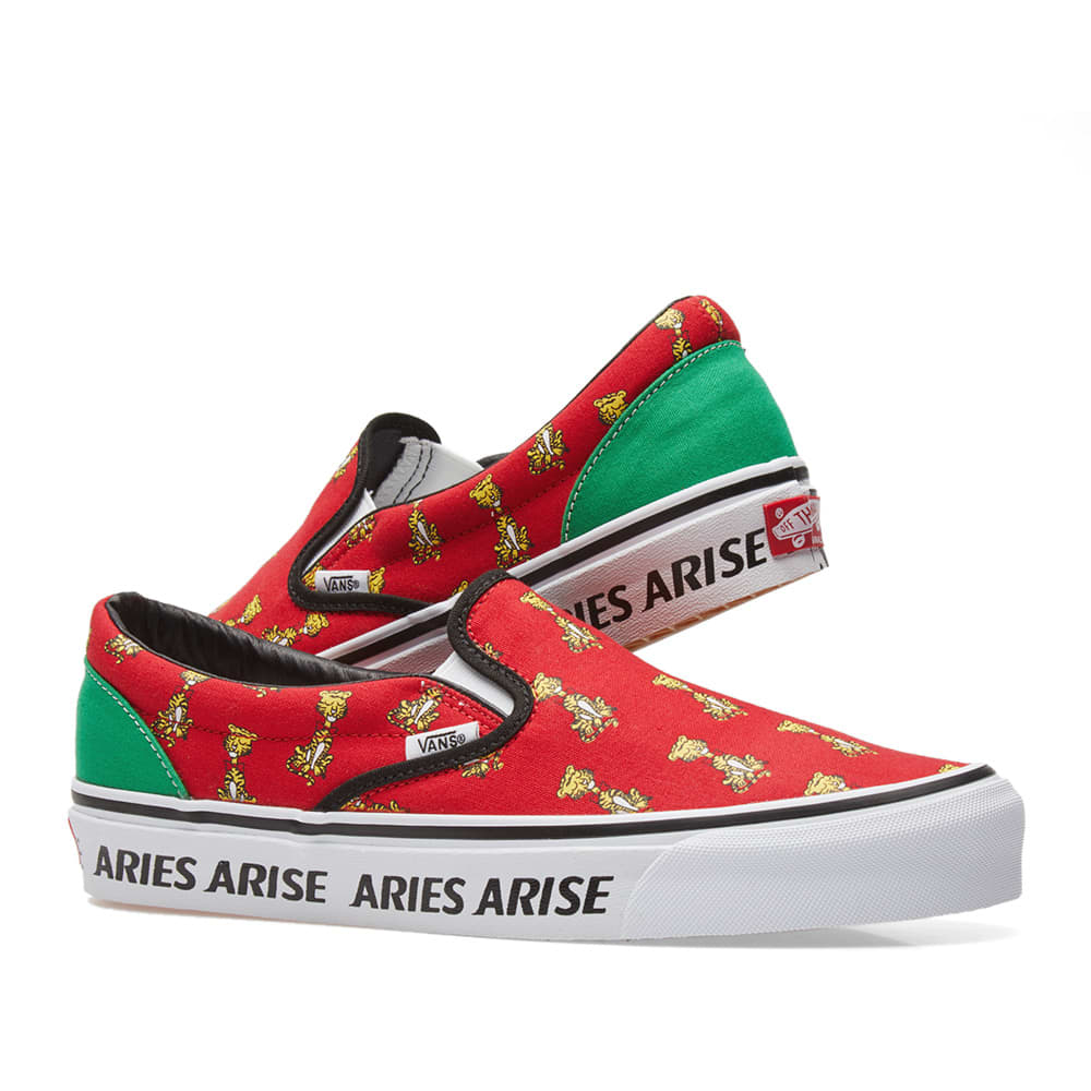 Vans x Aries OG Classic Slip On LX Racing Red, White & Yellow | END.
