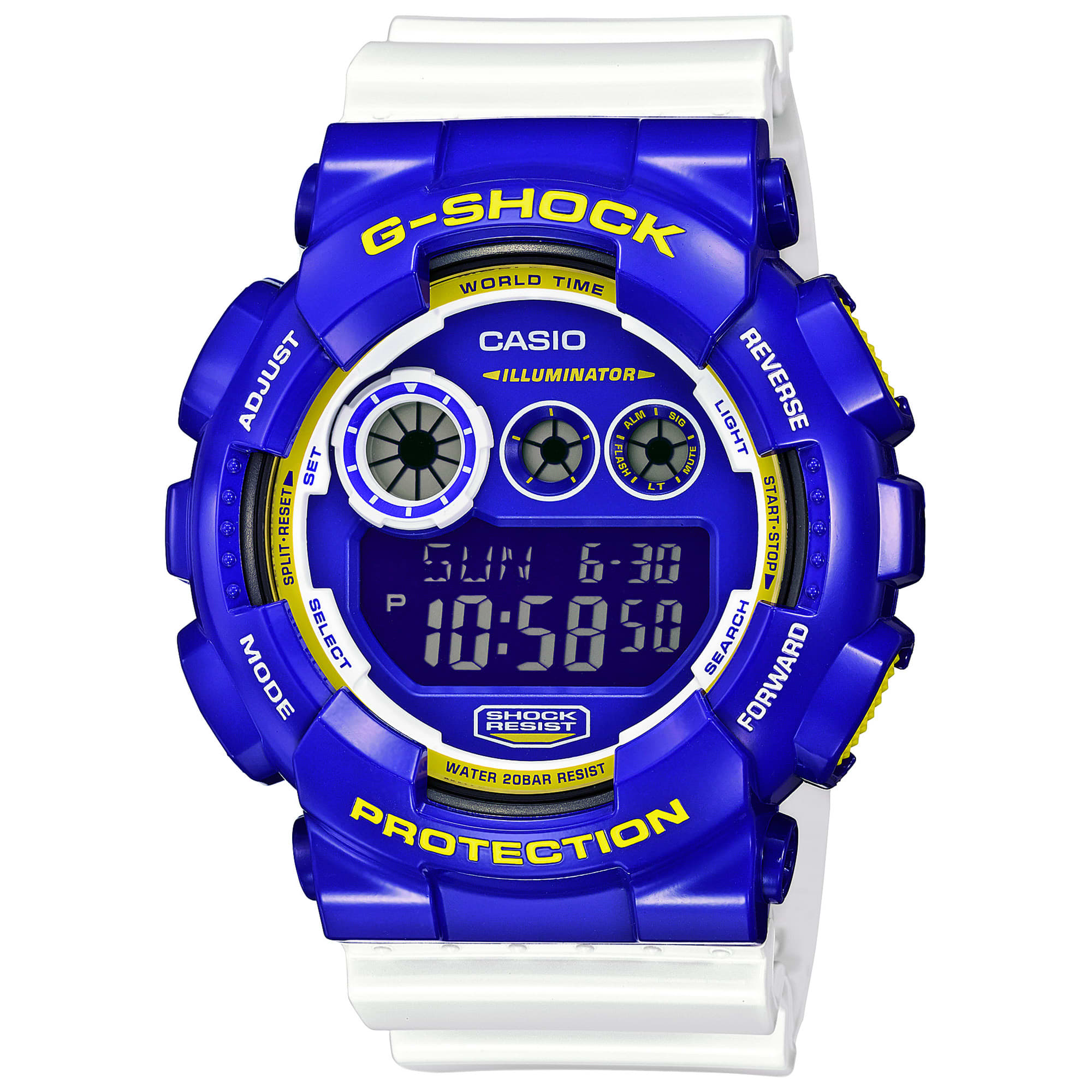 Casio G-Shock GD-120CS-6ER Crazy Colour Watch White, Purple & Yellow ...