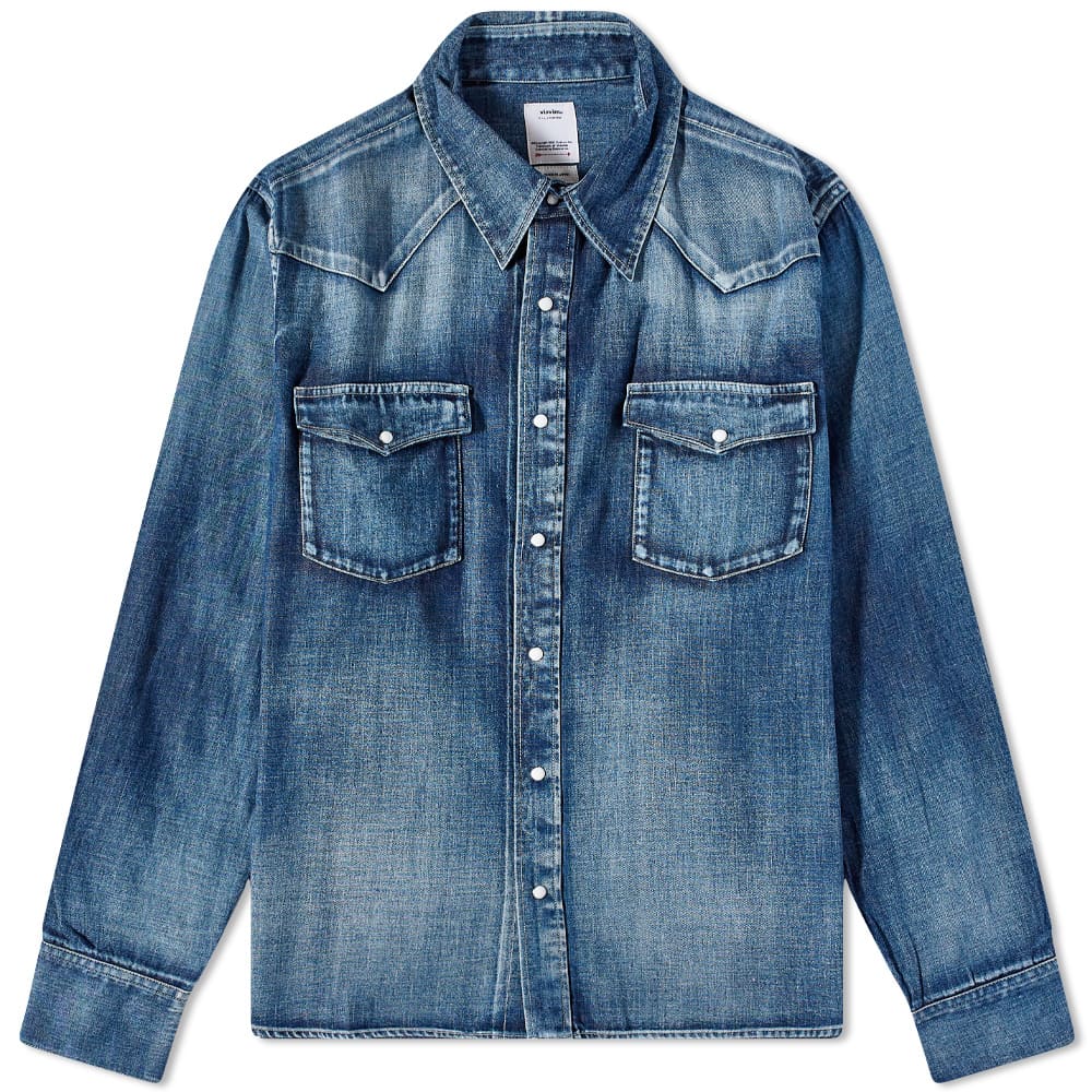 Visvim Social Sculpture Damaged Denim Shirt Indigo | END.