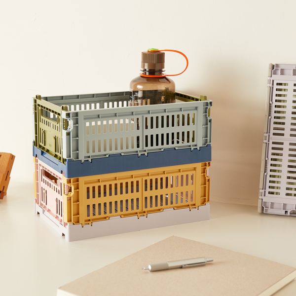 HAY Small Recycled Mix Colour Crate Dusty Blue | END. (HK)