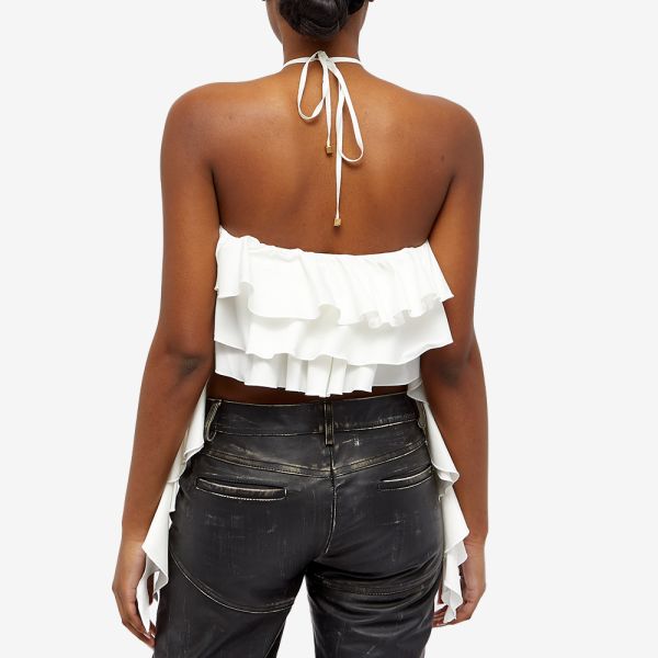 Blumarine Ruffle Rose Top Bianco Naturale | END. (Global)