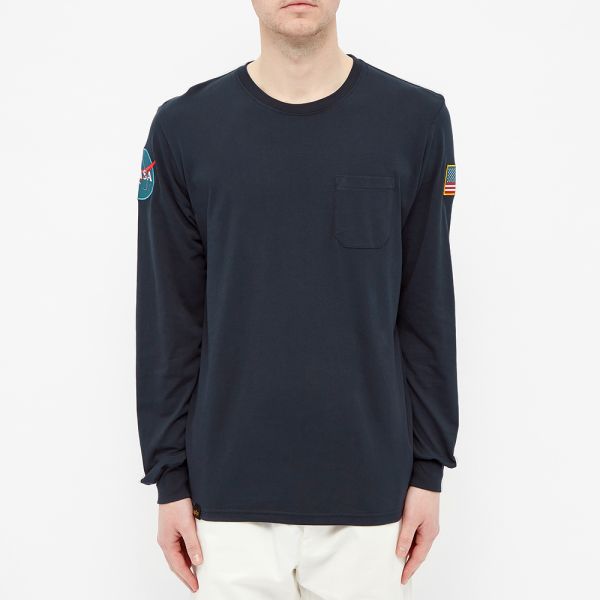 Alpha Industries Long Sleeve NASA Tee Replica Blue | END. (US)