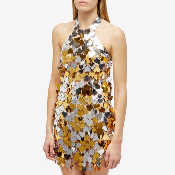 Paco Rabanne Heart Sequin Halter Top Silver & Gold | END. (AU)