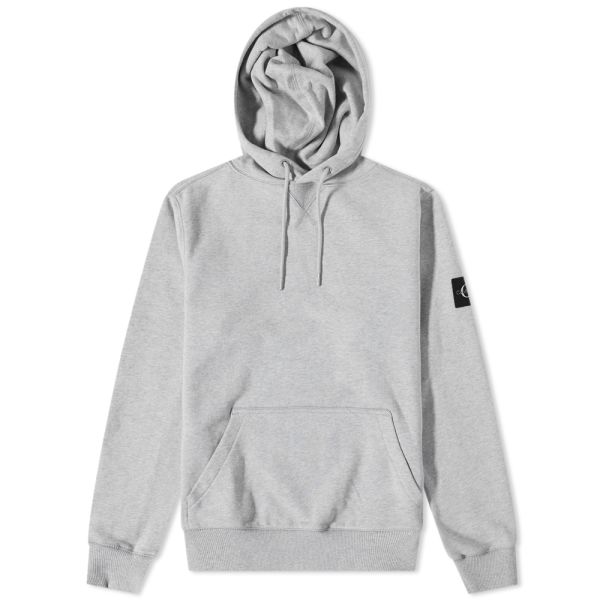 Calvin Klein Monogram Sleeve Badge Hoody Light Grey Heather End Us