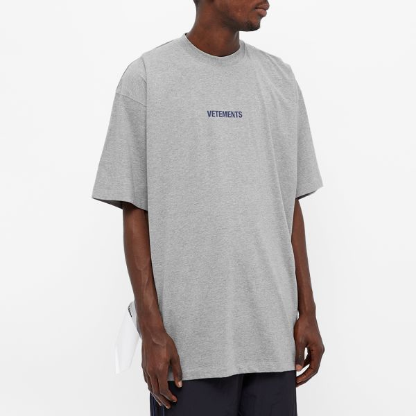 VETEMENTS Logo Label Tee Grey Melange & Navy | END. (HK)
